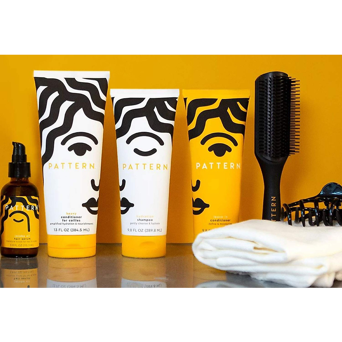 Pattern Curly Hair Care Set! Included: Hydration Shampoo, Heavy Conditioner, Leave-In Conditioner, Jojoba Oil Hair Serum And More!