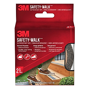 3M Safety-Walk Slip Resistant Tape, 2 in x 15 ft, Anti Slip Black Tape, Adhere Without Wrinkling, Curling, Tearing or Lifting, Self-Adhesive Backing For Quick & Easy Application, 1 Roll (610B-R2X180)