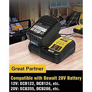 Compatible with Dewalt 20V Battery and Charger Combo 1Pack Replacement for Dewalt 20V Battery Charger DCB112 Fit for Dewalt 12V/20V Battery and 20V Tools