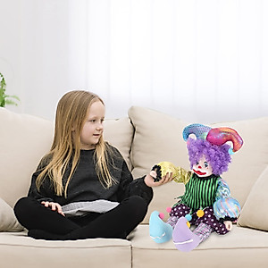 GARUNK 37.4" Plush Clown Doll - Baby Girl Birthday Gift - Cute Stuffed Toy with Retractable Arms & Legs, Purple