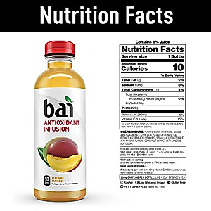 Bai Flavored Water, Safari Variety Pack, Antioxidant Infused Drinks, 18 Fluid Ounce Bottles, 12 Count, 3 Each of Brasilia Blueberry, Costa Rica Clementine, Malawi Mango, Zambia Bing Cherry,18 Fl Oz (Pack of 12)