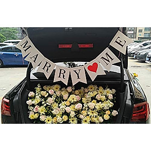 Marry Me Banner, White Cardboard with Black Letters, Swallowtail Design Hanging Signs for Valentine's Day, Engagement, Marriage Proposal Bridal Shower, Wedding