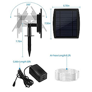 NFESOLAR Aquarium Air Pump Oxygenator, 2.5W Solar Air Pump with 2 Air Bubble Stones, Solar Pond Aerator up to 120 Gallons 3 Mode&No Noise Solar Aerator for Pond Stock Tank Fishing Hydroponics