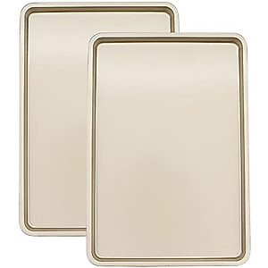JOHO BAKING Sheet Pans Cookie Sheet Set,Large Baking Sheets for oven Nonstick,Cookie Tray Baking Pan Set,16inch,2-Piece,Gold