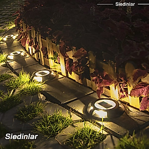 SIEDiNLAR Solar Deck Lights Driveway Dock LED Light Solar Powered Outdoor Waterproof Road Markers for Pathway Step Stair Garden Ground Sidewalk Yard 4 Pack (Warm White)