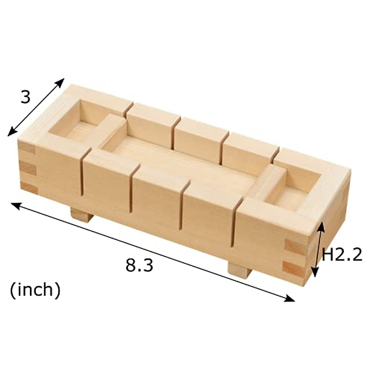 EDOYA Hinoki Wood Sushi Press Mold Oshizushi Made in Japan 5 slices(8.3×3 inch)
