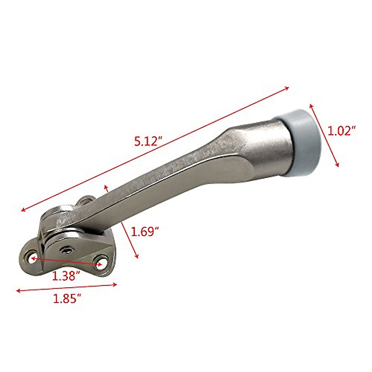 Boshen 5Pcs Kickdown Door Stopper Easy-Install Door Stop Holder Premium Rubber Foot Ajustable Height (Satin Nickel, 5 Pack)