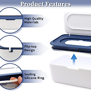 2Pcs Baby Wipes Dispenser, Diaper Wipe Holder with Lid, Refillable Wipes Case Container with Sealing Design, Flushable Wipes Pouch Case Storage Box for Bathroom, Keeps Wipes Fresh Easy Open & Close