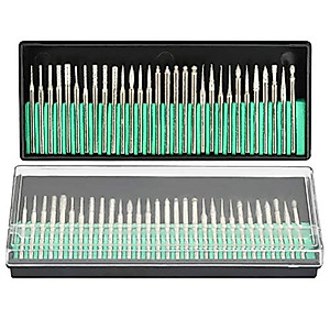TIMESETL 90 Pcs Diamond Burr Bits Drill Kit for Engraving Carving Rotary Tool, 1/8"(3mm) Shank, for Glass, Gemstone, Metal