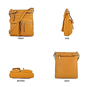 SG SUGU Katie Lightweight Medium Crossbody Bag Shoulder Bag with Multi Pocket for Women | MUSTARD