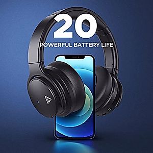 PurelySound E7 Active Noise Cancelling, Wireless Over Ear Bluetooth Headphones, 20H Playtime, Rich Deep Bass, Comfortable Memory Foam Ear Cups for Travel, Home Office -Matte Black