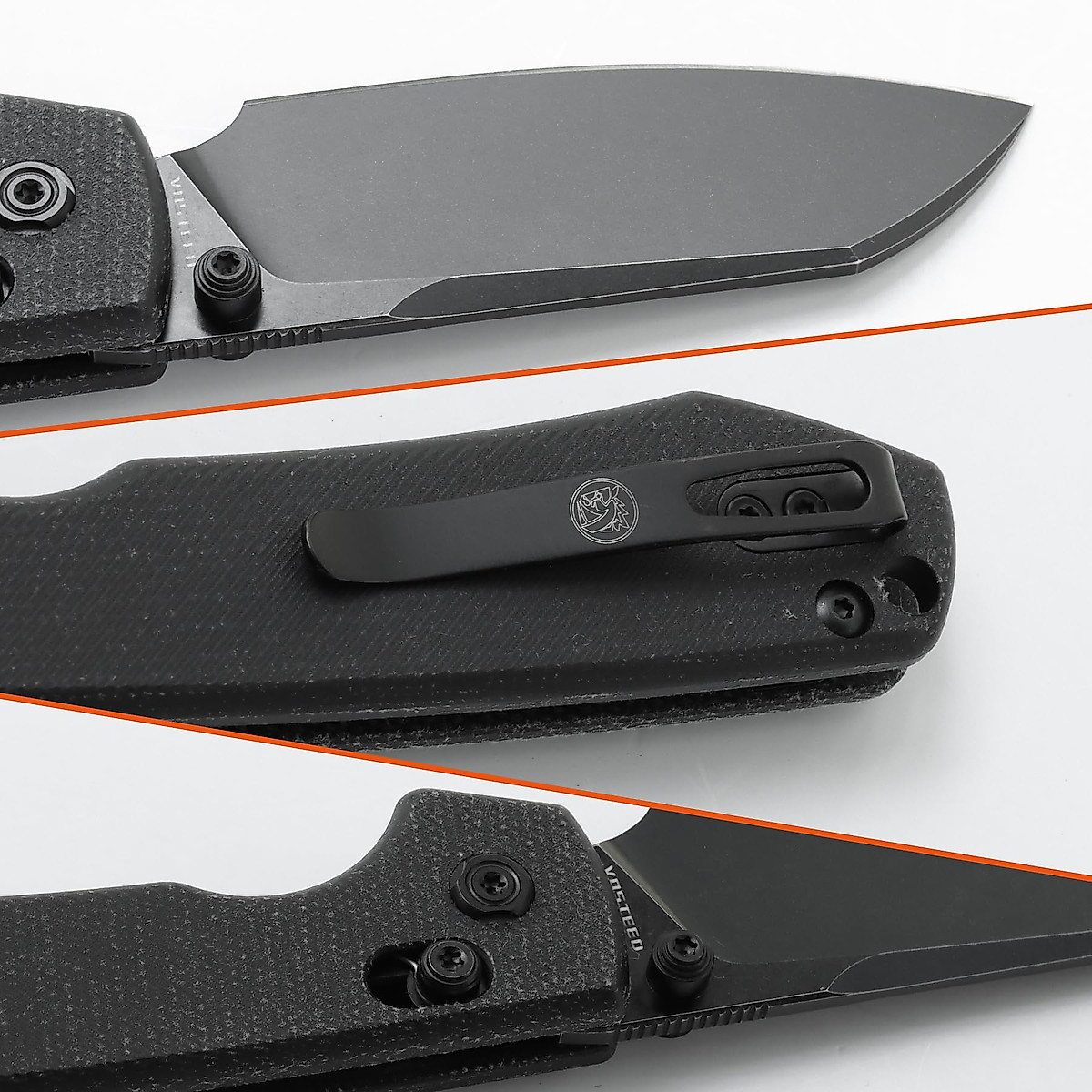 Vosteed EDC Knife, Lightweight Folding Pocket knife with Clip for Men and Women, Crossbar Lock Knife with 3.25" Sandvik 14C28N Steel Cleaver Blade, Micarta Handle for Camping, Hiking - Raccoon