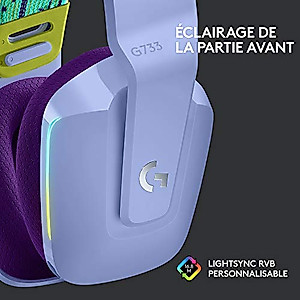 Logitech G733 Lightspeed Wireless Gaming Headset with Suspension Headband, LIGHTSYNC RGB, Blue VO!CE Mic Technology and PRO-G Audio Drivers, Lightweight, 29 Hour Battery Life, 20m Range - Lilac