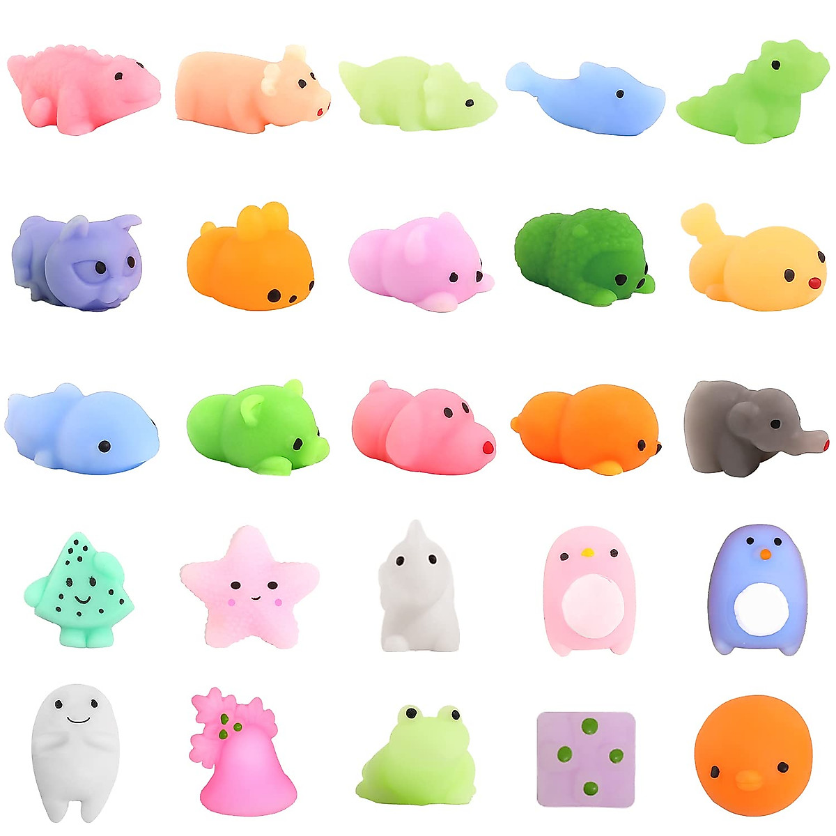 CUTE STONE 50 Pack Filled Easter Eggs with Mochi Squishy Toys Party Favors for Kids, Squeeze Mini Animals Stress Relief Toys for Boys and Girls