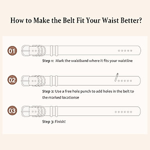 AWAYTR Women Leather Punk Waist Belt - Black PU Leather Adjustable Ladies Belts with Gold and Silver Buckle (Gold Buckle)