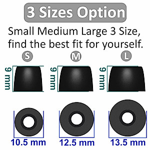 IiEXCEL WF-1000XM5 WF-1000XM4 Memory Foam Tips, Replacement Noise Cancel Comfortable No Silicone Pain Eartips Ear Tips Gel Earplug Cover Accessories for WF-1000XM4 and WF-1000XM5 2023 - S/M/L Black