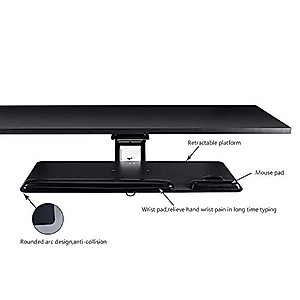 Furmix Adjustable Keyboard Tray Under Desk, Sturdy Platform with Gel Wrist Rest and Mouse Pad, Simply Adjust Height and Tilt for Comfort