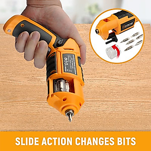 Hoteche 3.6V Cordless Screwdriver 6-in-1 Rechargable Mini Electric Drill Portable Screw Gun with LED Work Light, Battery and Charger