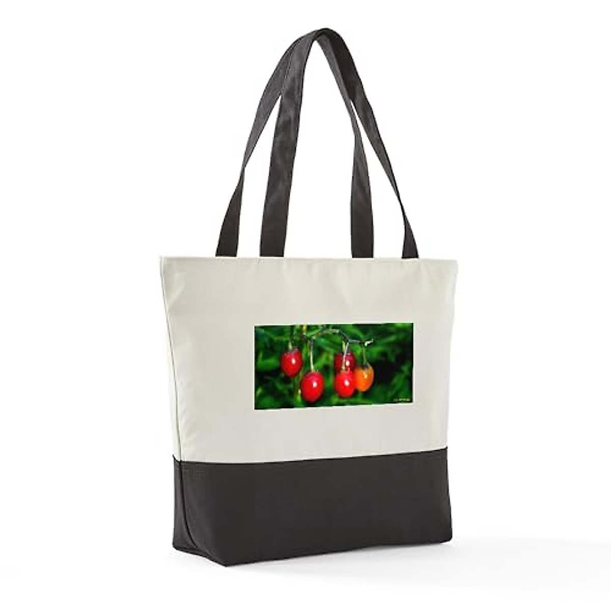 CafePress Red Berries Canvas Tote Top Zipper Closure