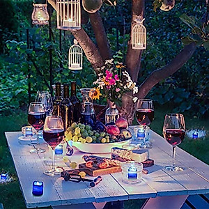 Litake Blue Light Candles, Romantic Blue LED Candles 24 pcs,Flameless White Candles with Blue Flickering Light ,Blue Tealight Votive Candles for Birthday Party Christmas Valentine Halloween Decor