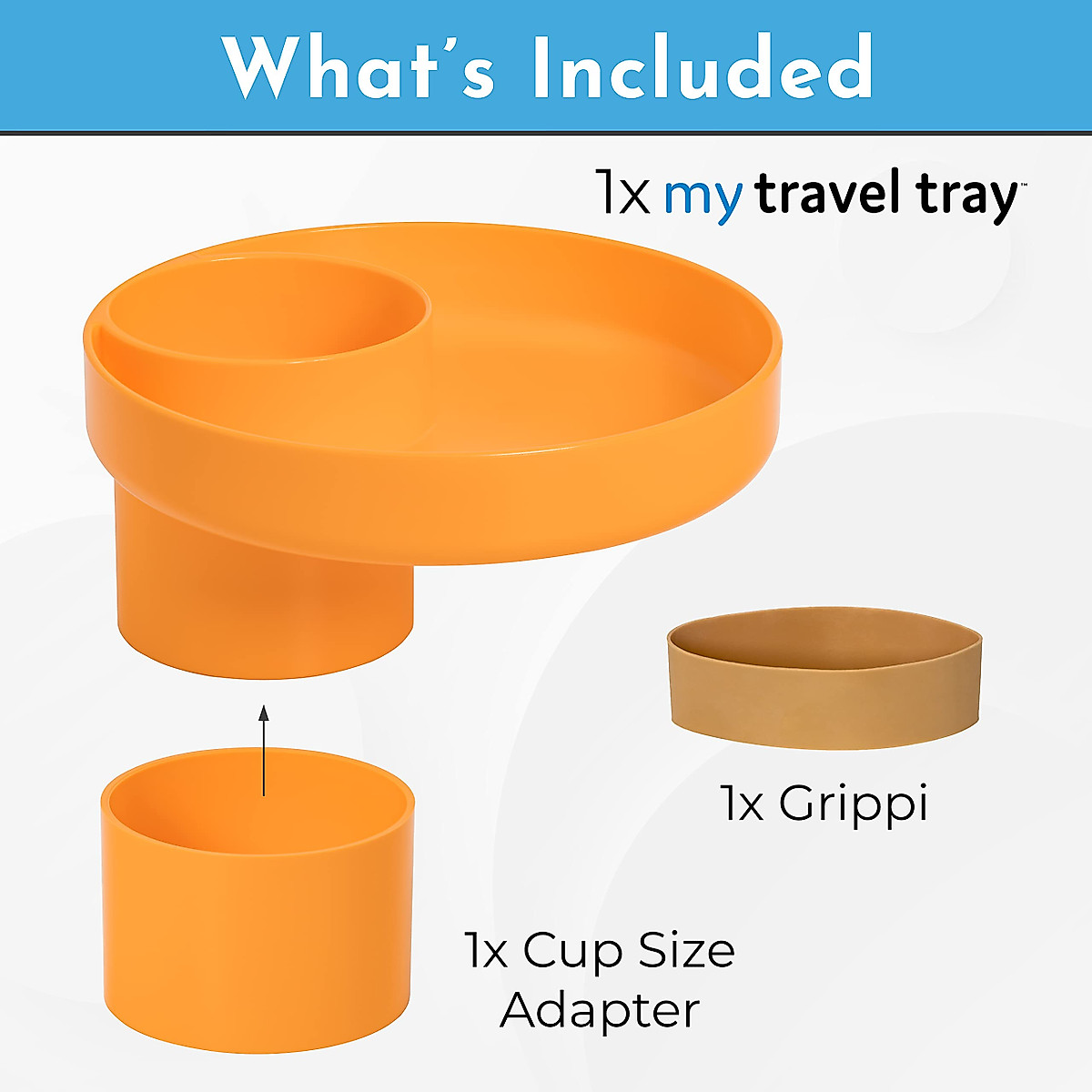 My Travel Tray/Round - USA Made. Extend Your Current Cup Holder to Hold Your Cup Plus a Tray for Snacks, Toys and Accessories. Enjoyed by Toddlers, Kids and Adults! (Orange)