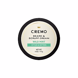 Cremo Beard & Scruff Cream, Wild Mint, 4 Ounce (Pack of 1) - Soothe Beard Itch, Condition and Offer Light-Hold Styling for Stubble and Scruff (Product Packaging May Vary)