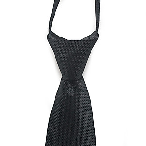 NEOVAT Men's Black Classic Woven Jacquard Solid Pre-Tied Adjustable Zipper necktie