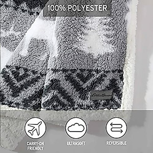 Eddie Bauer- Throw Blanket, Ultra Soft Plush Sherpa Home Décor, Reversible All Season Bedding (Woodland Fair Isle Grey, 50 x 60)
