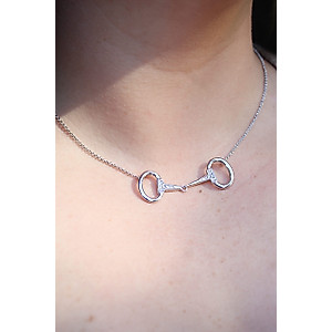 Tack Shack of Ocala Jumping Horse Necklace, Sterling Silver Horse Themed Necklace, Equestrian Necklace, Necklace in Box and Gift bag (Snaffle Bit)