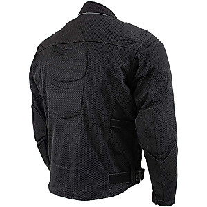 Xelement CF2157 Men's 'Caliber' Black Mesh Motorcycle Jacket with X-Armor Protection - X-Large