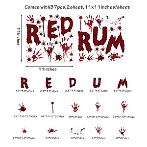 Halloween Redrum Murder Wall Decal Horror Ghost Hand Wall Decals Halloween Blood Splatter Decals Removable Peel and Stick Wall Stickers for Wall Halloween Party Window Decor