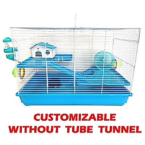 Large 3-Floors Expandable and Customizable Small Animal Critter Cage for Dwarf Syrian Hamster Habitat Rodent Gerbil Rat Mouse Mice