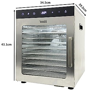 Biltong Boss Biltong Maker and Drying Cabinet, Food Dehydrator with Full Temperature Control, 10 Tray Capacity, for Meat, Vegetables and Fruits, Silver (800w)