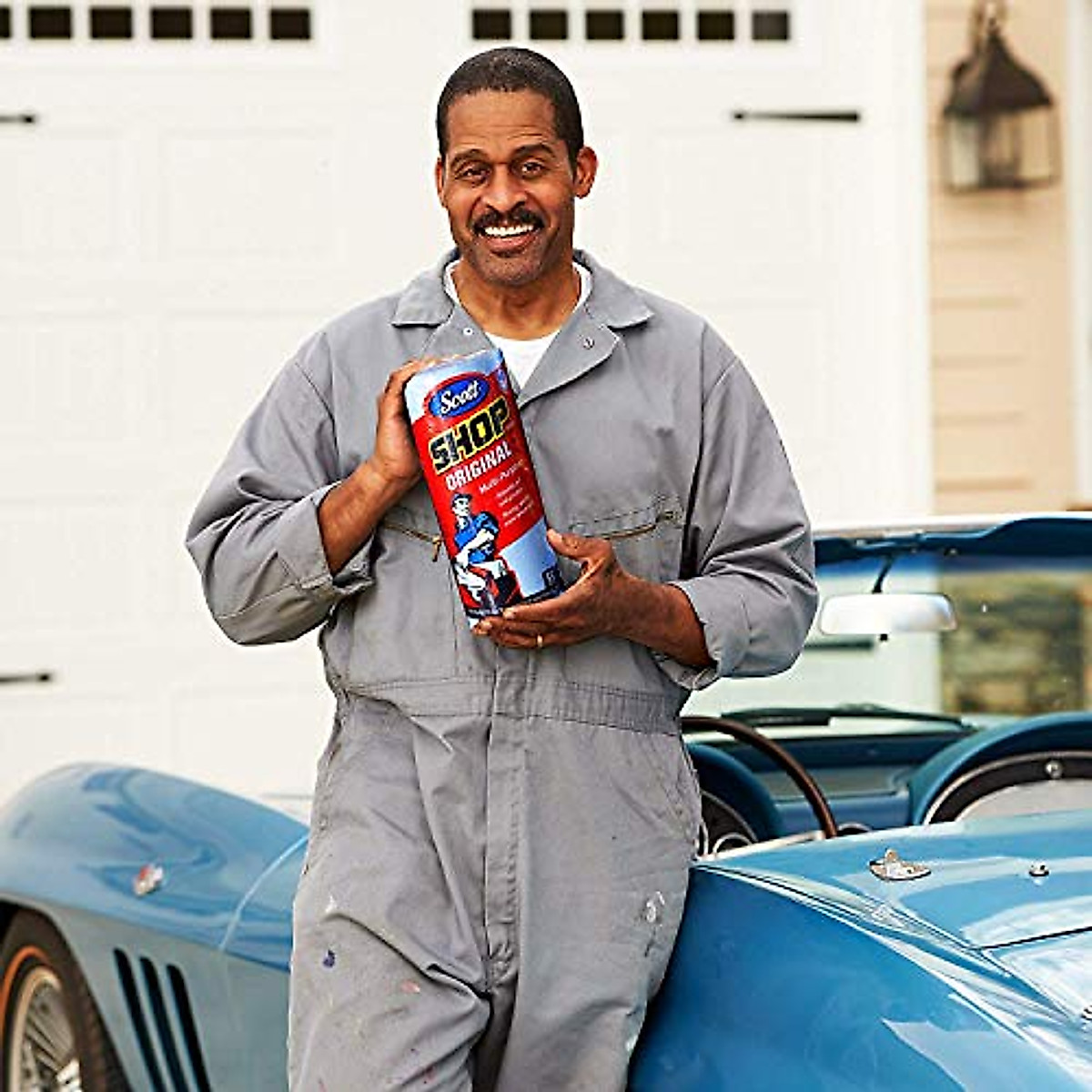 Scott Shop Towels, Strong and Absorbent Multi-Purpose Blue Disposable Towels, 55 Sheets per Roll, 4 Rolls (220 Sheets)