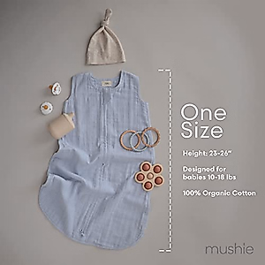 mushie Baby Wearable Blanket | 100% Organic Cotton Muslin | Sleeping Bag for Infants (Fog)