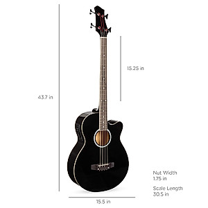 Best Choice Products Acoustic Electric Bass Guitar - Full Size, 4 String, Fretted Bass Guitar - Black