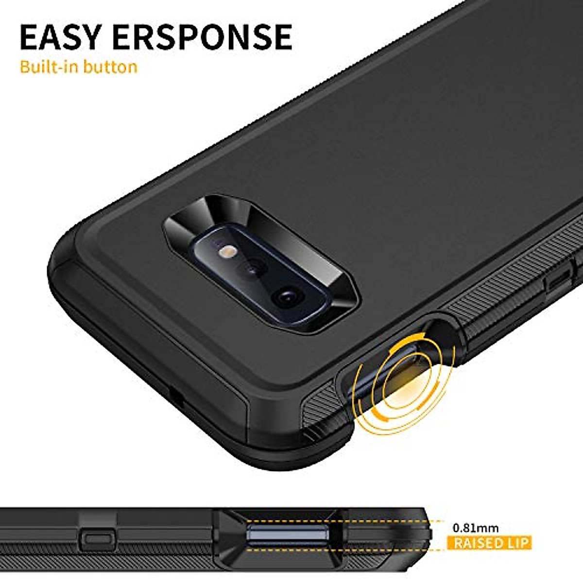 Regsun for Galaxy S10E Case,Shockproof 3-Layer Full Body Protection [Without Screen Protector] Rugged Heavy Duty High Impact Hard Cover Case for Samsung Galaxy S10E,Black