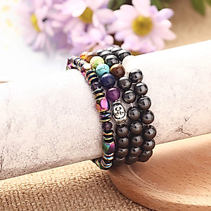 THUNARAZ 12Pcs Hematite Magnetic Bracelet Set for Men Women Tiger Eye Stone Bracelet Stree Relief Gift