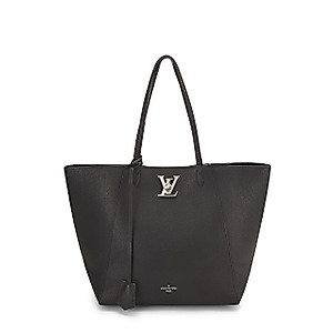 Louis Vuitton, Pre-Loved Black Leather Lock Me Tote MM, Black