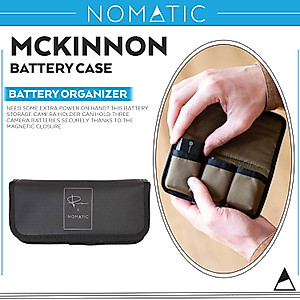 NOMATIC McKinnon Battery Case - DSLR Camera Battery Holder Organizer with Magnetic Closure for 3 Batteries