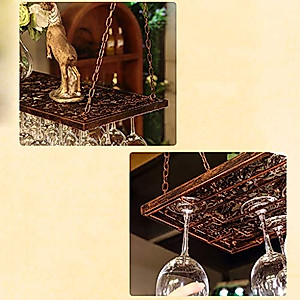 Iron Hanging Wine Glass Racks, Vineyard Chain Adjustable Ceiling Mounted Hanging Stemware Holder Wine Glass Hanger Wine Glass Organizer Rack J1028, PIBM, Black, 100cm