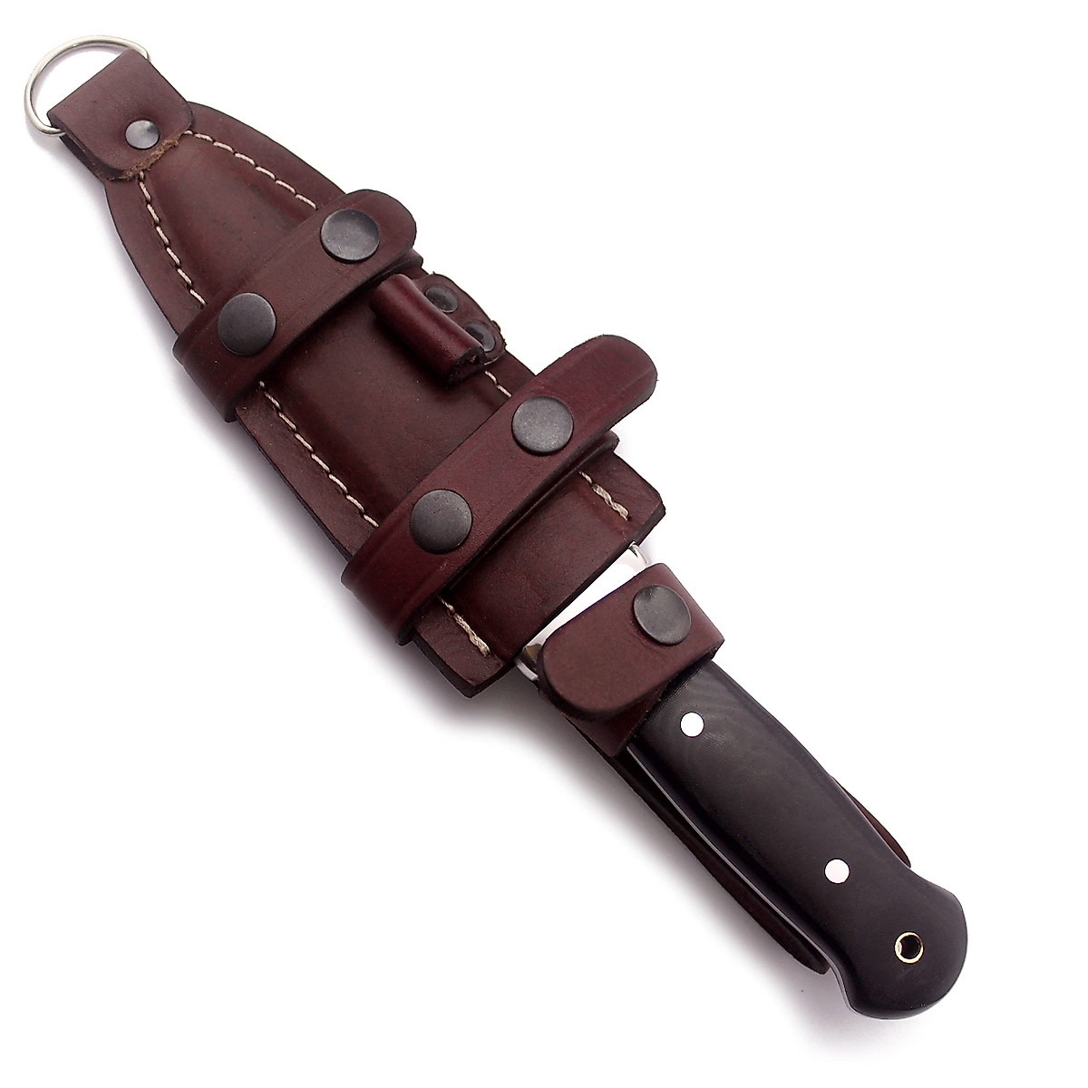 GCS Handmade Handle D2 Tool Steel Tactical knife Hunting Knife Camp Knife with leather sheath Full tang blade designed for Hunting & EDC GCS 314