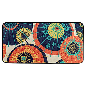 susiyo Kitchen Mat Colorful Japanese Umbrellas Kitchen Rug Mat Anti-Fatigue Comfort Floor Mat Non Slip Oil Stain Resistant Easy to Clean Kitchen Rug Bath Rug Carpet for Indoor Outdoor Doormat