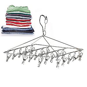 Clothes Drying Hanger Multiple Rack Clip Hat Sock Rack Drying Rack Stainless Steel for Cap Clip Clamp Hook Shelf Clip Fastener Hat Cap Dry Holder Clothe Dryer Hanger Drying Stand