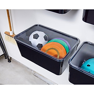 iDesign Storage Bin with Lid & Wall Mount Bracket, The Wallspace Collection – 18" x 12" x 8", Clear Bin