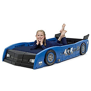 Delta Children Grand Prix Race Car Toddler & Twin Bed - Made in USA, Blue