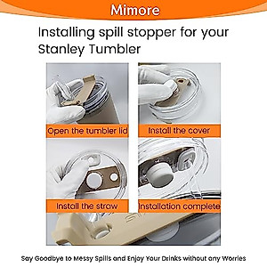 MIMORE Spill Stopper for Stanley 40 oz Tumbler with Handle | 30 oz, Compatible with Quencher H2.0 Flowstate Tumbler 40 oz Stanley Cup Accessories 30 oz Stanley Spill Stopper, Silicone, 2 Pack