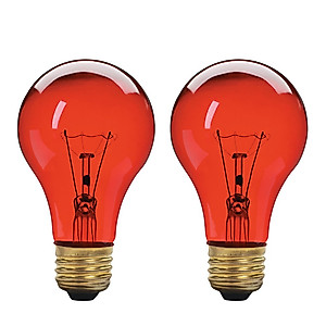 Xtricity A19 Incandescent Colored Light Bulb, 60W, E26 Medium Base, 130V, Red (2 Pack)
