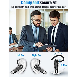 Link Dream Bluetooth Earpiece Wireless CVC8.0 Headset for Cell Phone Dual Mic Noise Canceling Handsfree Phone Earpiece with Mute 20Hrs Talk Time 180 Days Standby for iPhone Android Home Office Driving