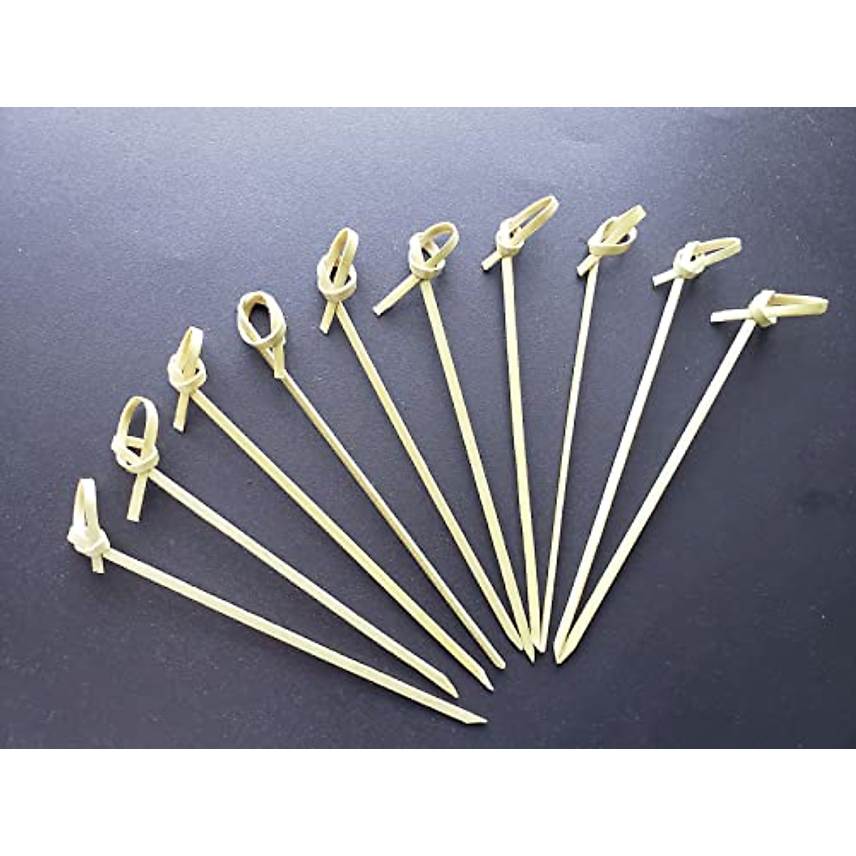 Gmark Bamboo Cocktail Picks 4.5" 300 ct - Bamboo Knot Skewers, Looped Knot Twisted Ends Perfect for Cocktail Party, Barbeque, Club Sandwiches - Pack in Box GM1114